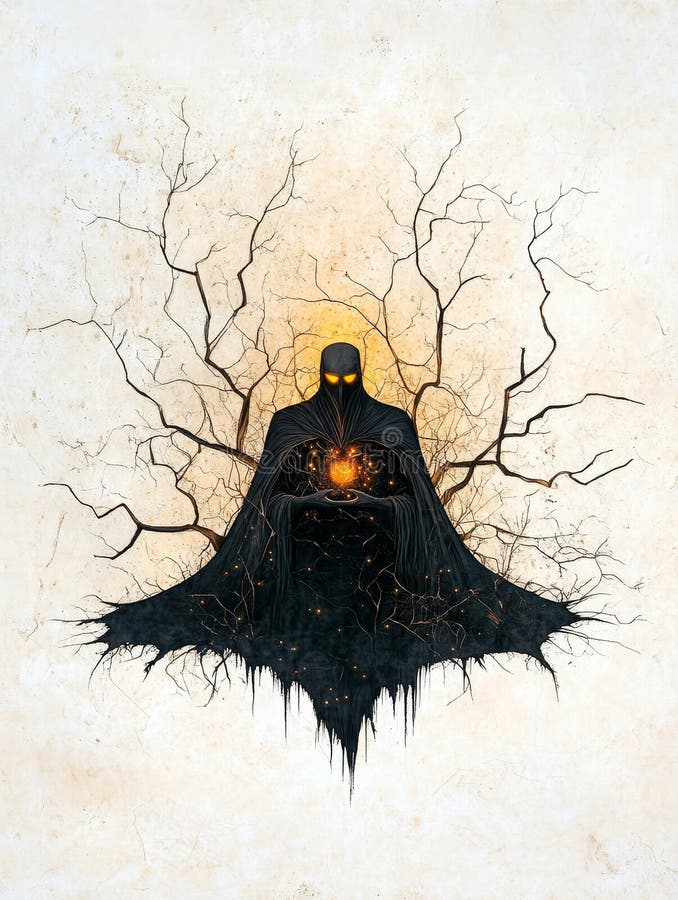 Mysterious Figure with Glowing Heart an Intriguing Figure Enveloped in ...