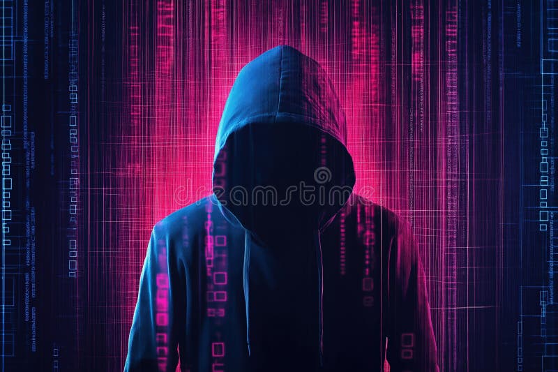 Mysterious Figure in Hoodie Against a Digital Backdrop of Binary Code ... Mysterious Figure in Hoodie Against a Digital Backdrop of Binary Code ...