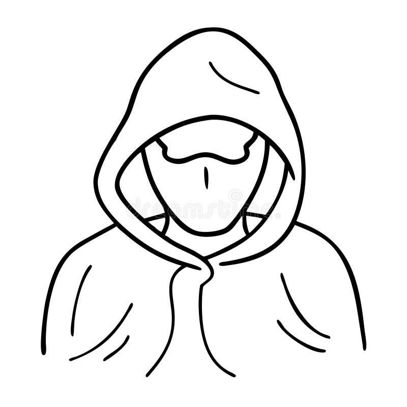 Mysterious Figure in Hoodie Minimalist Line Art for Creative Projects ...