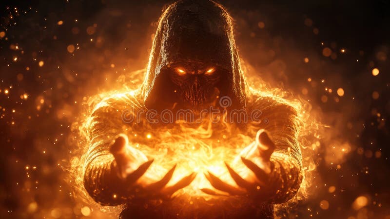 A Mysterious Figure Shrouded in Fire, Showcasing Powerful Flames ...