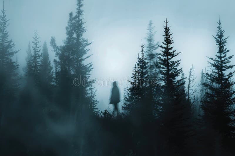 Mysterious Figure Standing among Spruce Trees Exuding Authority Stock ...