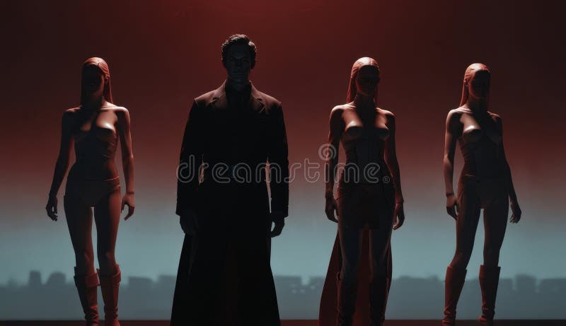 Mysterious Figures in Urban Setting Stock Illustration - Illustration ...