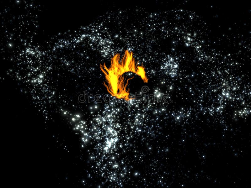 Mysterious Flame in the Night Sky Stock Illustration - Illustration of ...