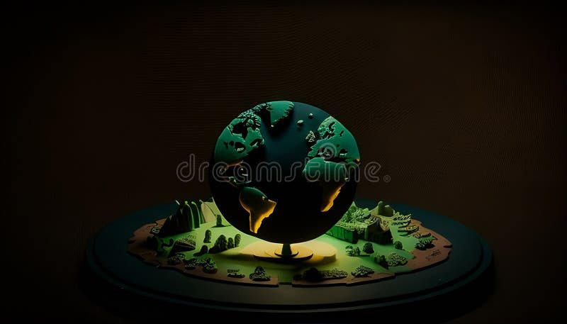 Mysterious Flat Earth Illuminated by a Dim Light on a Black Background ...