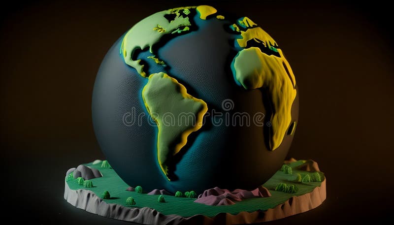 Mysterious Flat Earth Illuminated by a Dim Light on a Black Background ...