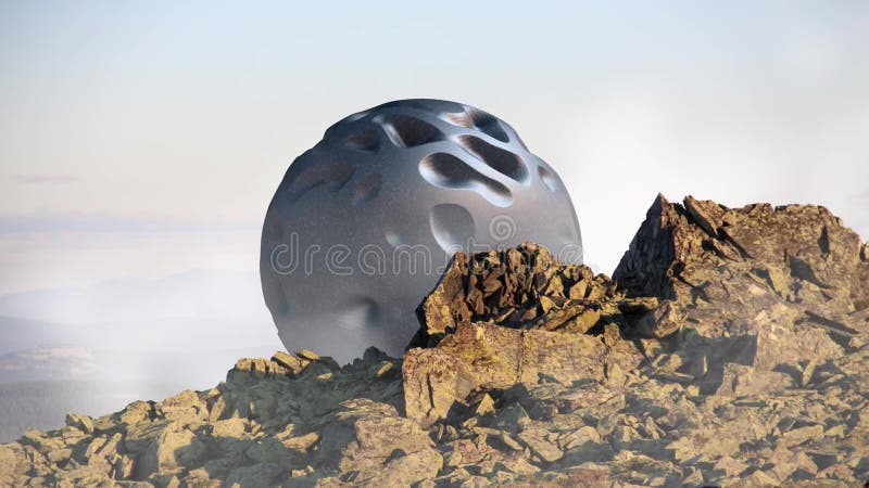 Mysterious Floating Object, UFO Hovering Over the Mountain Landscape ...