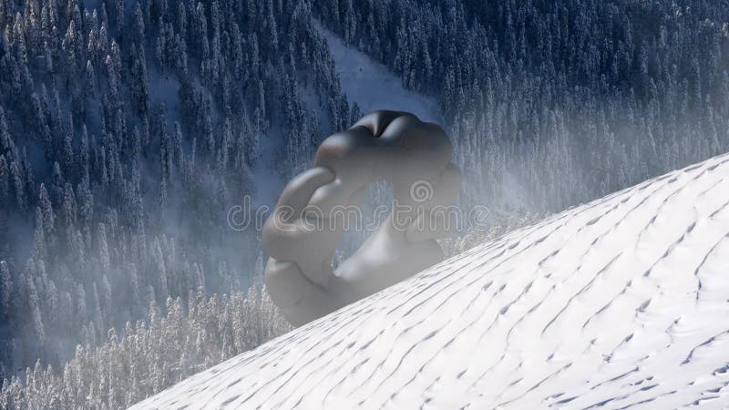 Mysterious Floating Object, UFO Flying Over the Mountain Landscape. 3d ...