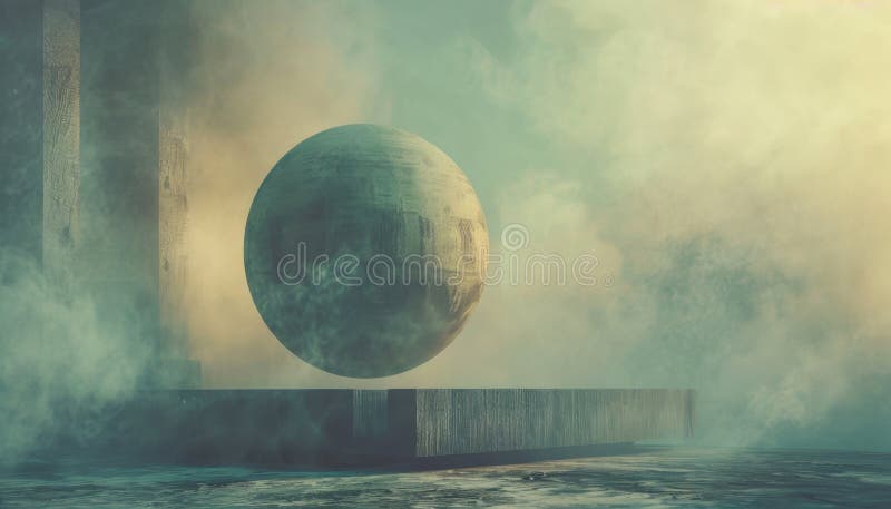 Mysterious Floating Sphere Surrounded by Mist Near Ancient Stone ...