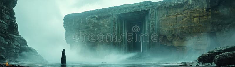 Mysterious Floating Temple Surrounded by Mist, Featuring Intricate ...