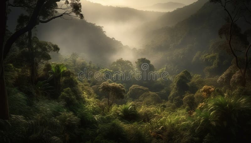 Mysterious Fog Shrouds Tranquil Forest Landscape Scene Generated by AI ... Mysterious Fog Shrouds Tranquil Forest Landscape Scene Generated by AI ...