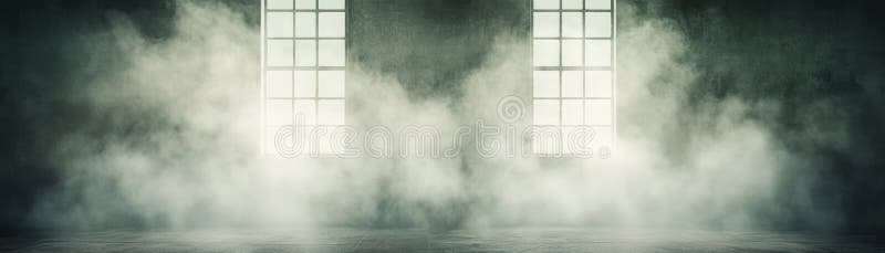 A Mysterious, Foggy Interior with Windows Casting Soft Light, Creating ...