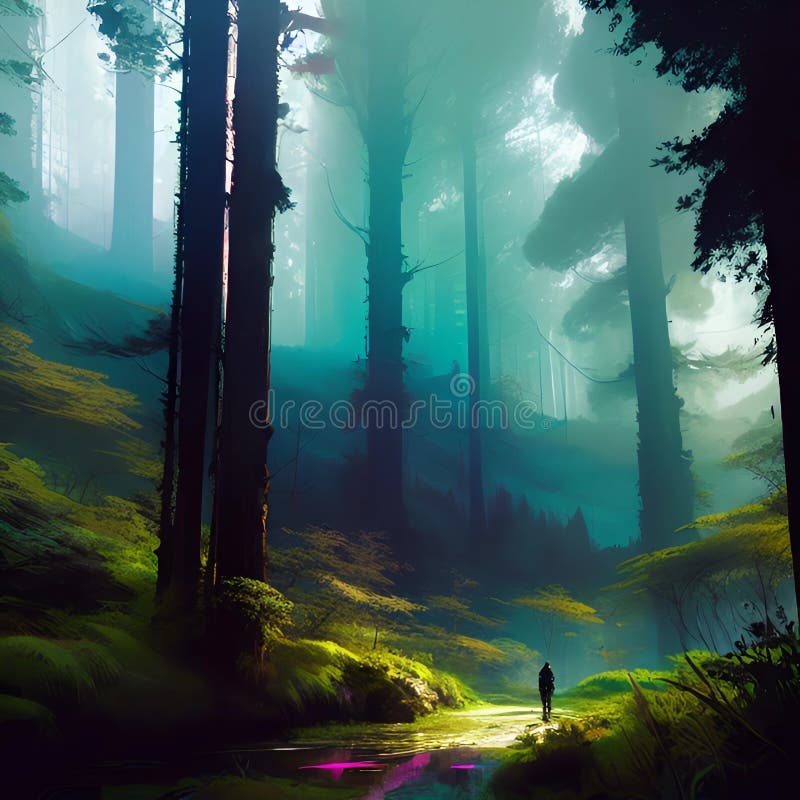 Mysterious Forest, - AI Generative Art Stock Illustration ... Mysterious Forest, - AI Generative Art Stock Illustration ...