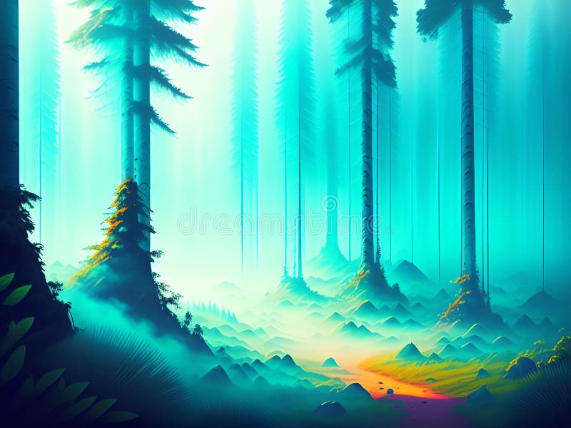 Mysterious Forest, - AI Generative Art Stock Illustration ... Mysterious Forest, - AI Generative Art Stock Illustration ...