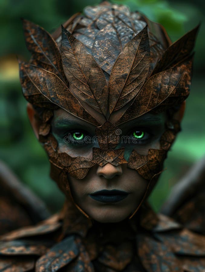 Mysterious Forest Creature with Piercing Green Eyes Stock Illustration ...