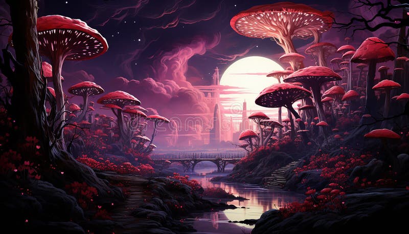 Mysterious Forest, Dark Fantasy, Bizarre Creatures, Spooky Moonlight ...