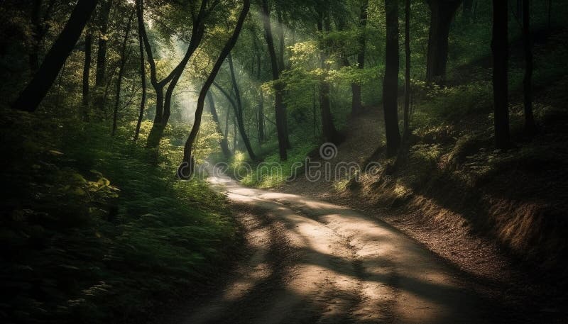 Mysterious Forest Path Vanishes into the Unknown Generated by AI Stock ...
