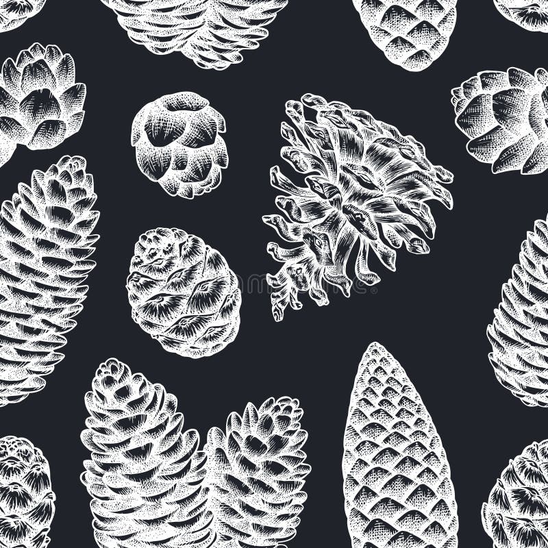 Mysterious Forest Seamless Pattern Background Design. Engraved Style ...