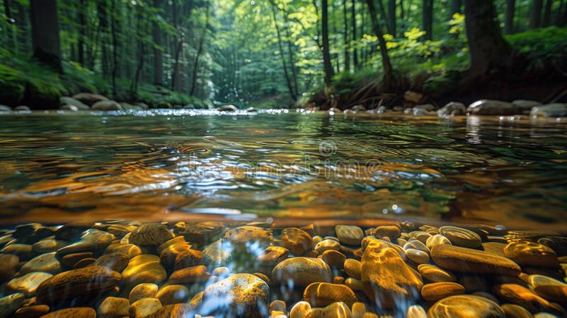 Mysterious Freshwater River Flowing Under Spring Water Stock ...