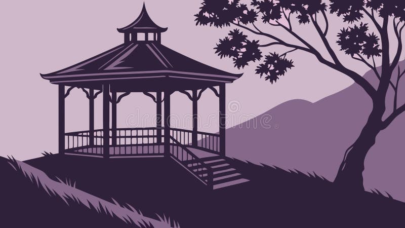 Mysterious Gazebo in a Moonlit Forest Vector Illustration, Vector ...