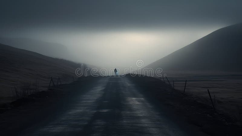 Mysterious ghost road stock illustration. Illustration of haunted ...