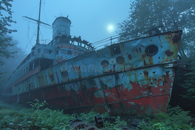Mysterious Ghost Ship Gliding Silently Under a Hauntingly Beautiful ...