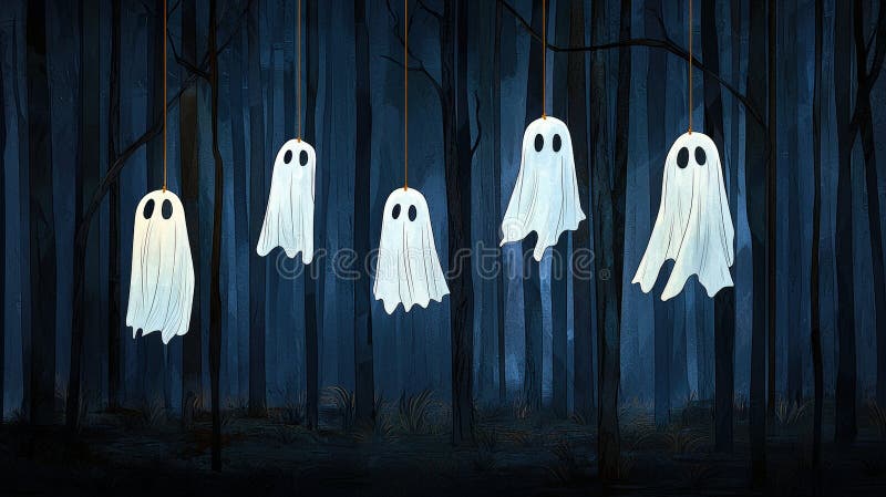 Mysterious Ghosts in a Dark Forest at Night Haunting and Ethereal ...