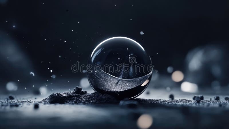 Mysterious Glass Sphere on Dusty Surface with Floating Particles in ...