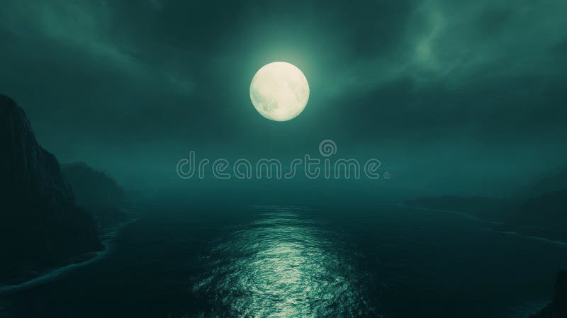 Mysterious Glow Full Moon Lights Up Dark Landscape Stock Photos - Free ...