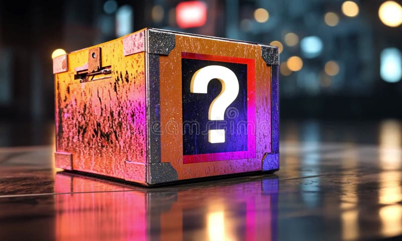 A Mysterious Glowing Box with a Bold Question Mark Desig Stock Footage ...