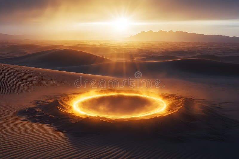 Mysterious Glowing Circle in Desert at Sunset Stock Image - Image of ...