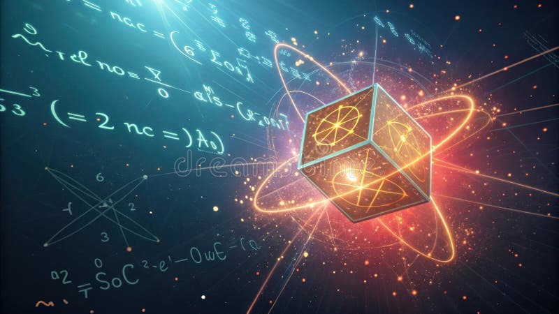 Mysterious Glowing Cube Floating among Mathematical Formulas and ...