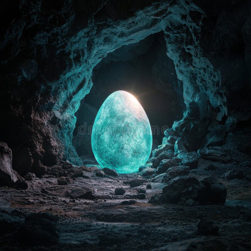 Mysterious Glowing Egg in a Dark Cave Setting Stock Illustration - Illustration of mystical ...