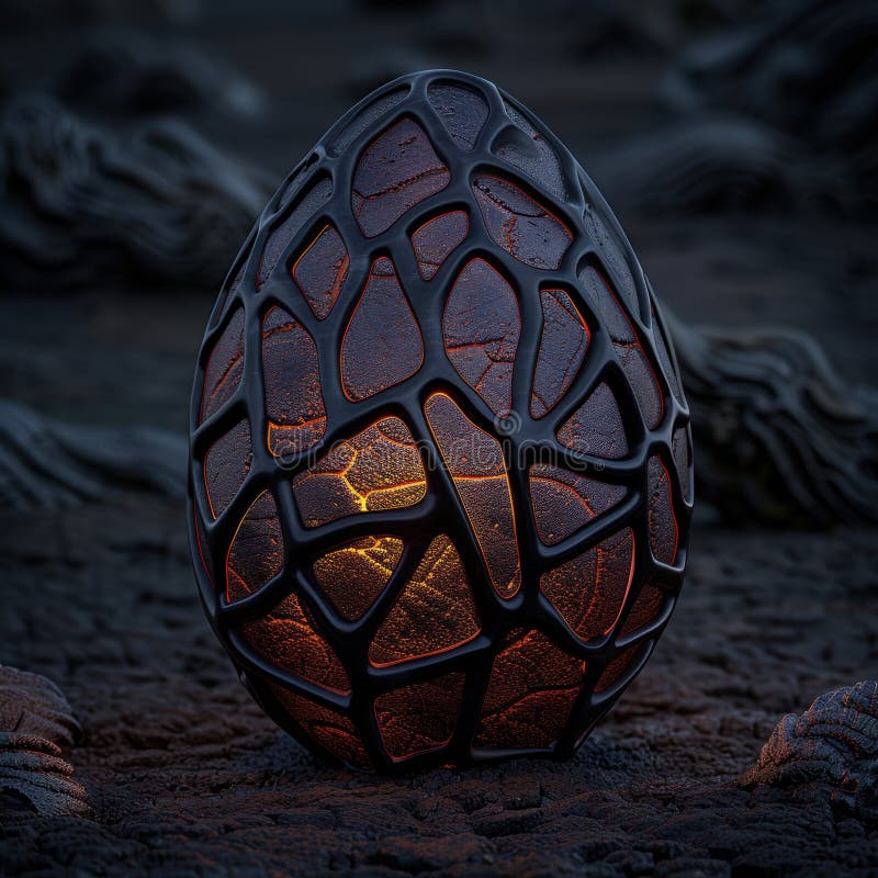 Mysterious Glowing Egg-shaped Object in Dark Environment Stock ...