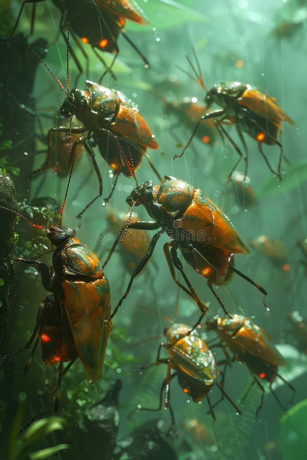 Mysterious Glowing Fireflies Hovering in a Dense Forest at Twilight ...