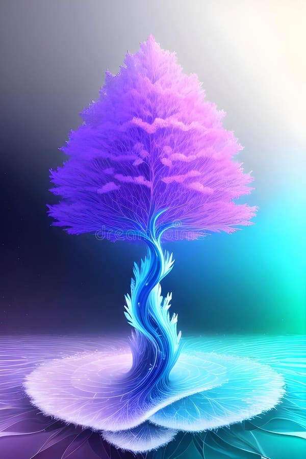 Mysterious glowing tree. stock illustration. Illustration of surreal ...