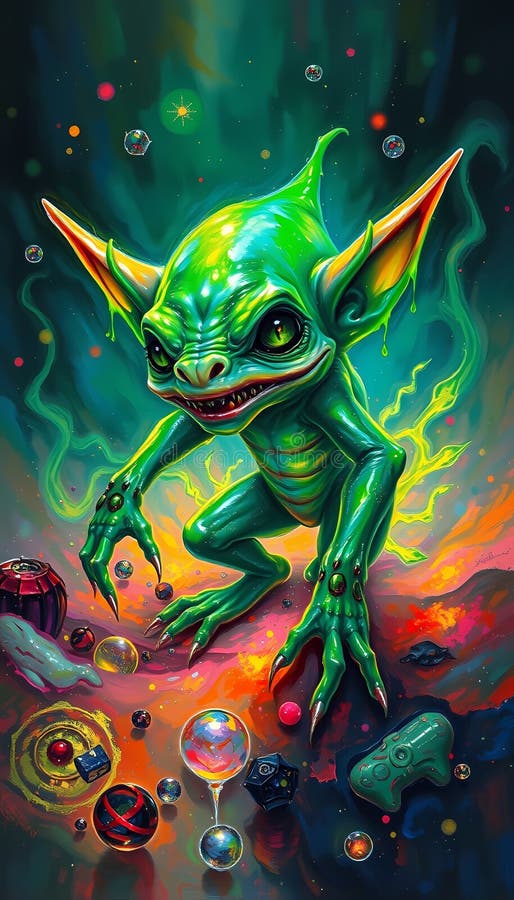 A Mysterious Goblin Creature Stock Illustration - Illustration of face ...