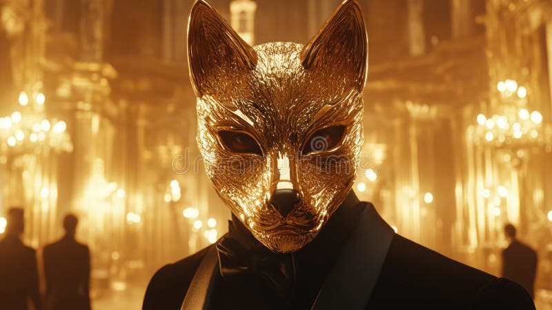Mysterious Gold Fox Mask at Elegant Masquerade Ball Stock Photo - Image ...