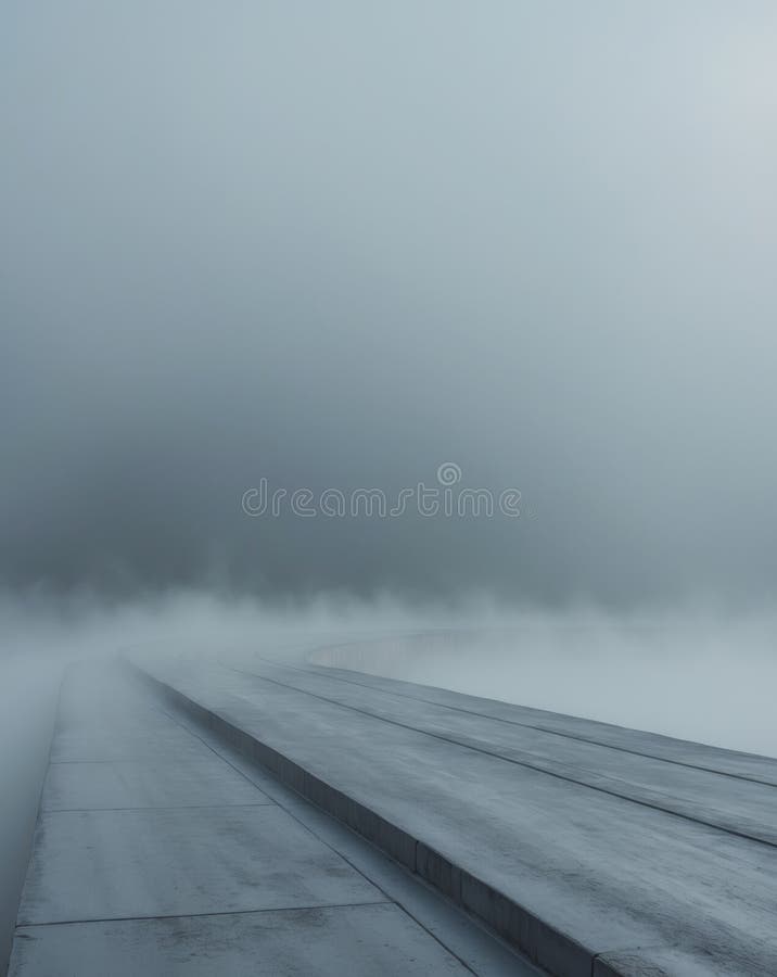 Mysterious Gray Concrete Platform Scene with Fog Stock Image - Image of ...