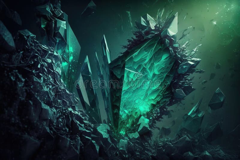 Mysterious Green Crystal Abstract Generative Background Stock ...