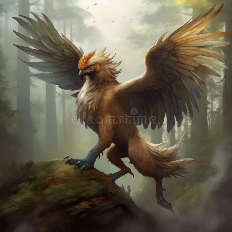 Gryphon in the Forest. Mythology Character. Stock Illustration ...