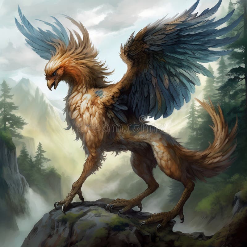 Gryphon in the Forest. Mythology Character. Stock Illustration ...