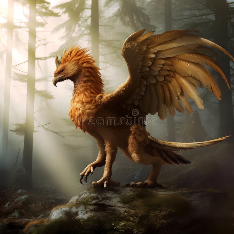 Gryphon in the Forest. Mythology Character. Stock Illustration ...