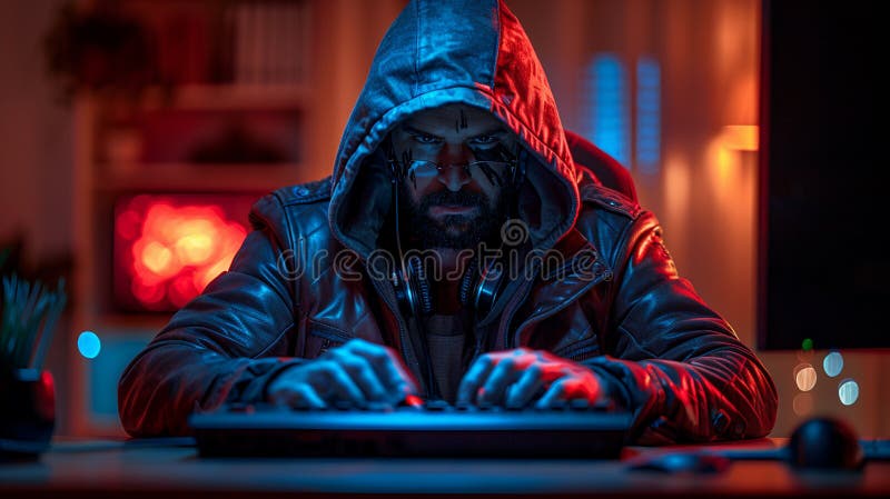 Mysterious Hacker with a Hood Typing on a Computer. AI Generated Stock ...