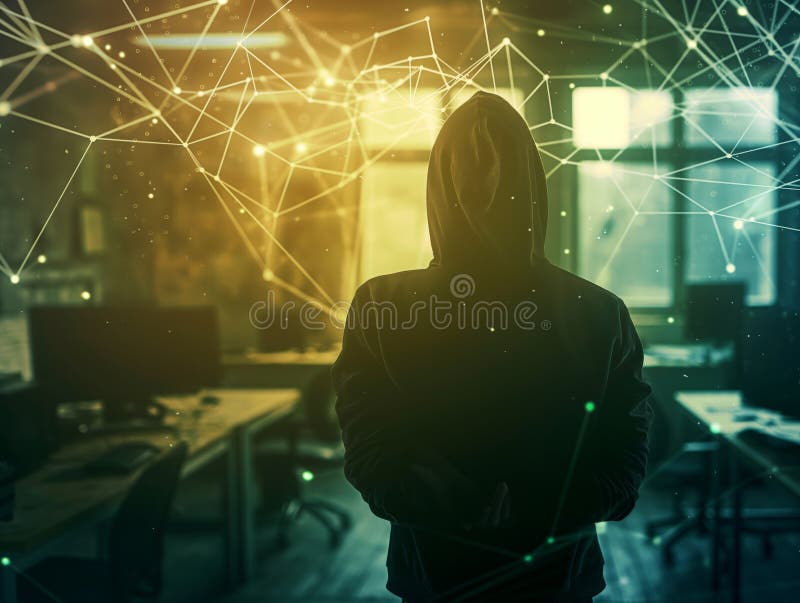 Mysterious Hacker in a Network Security Concept Stock Image - Image of ...