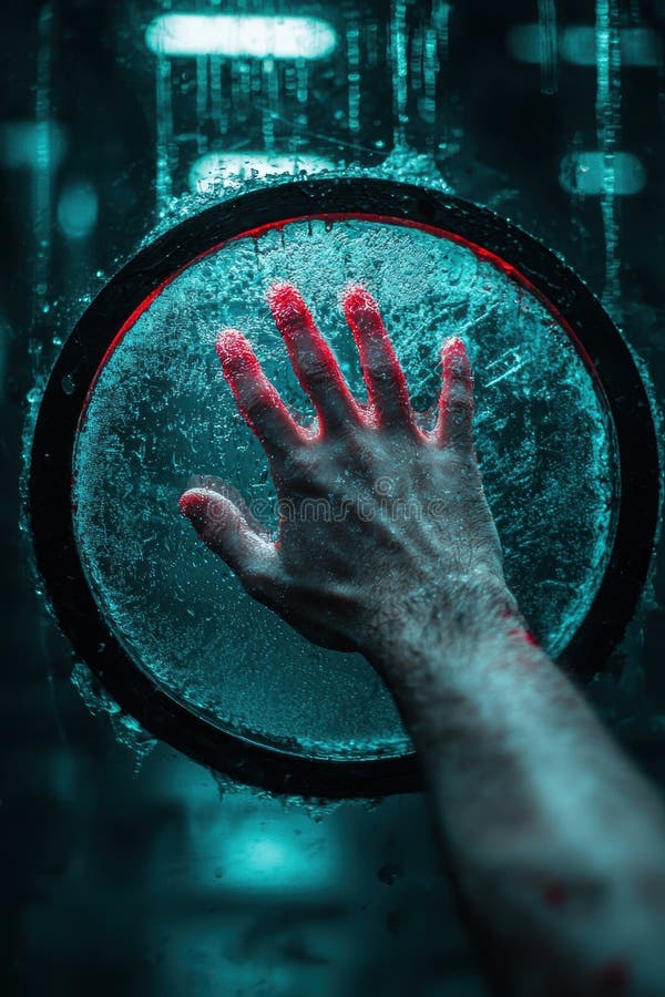 Mysterious Hand Reaching through Glass Stock Illustration ...