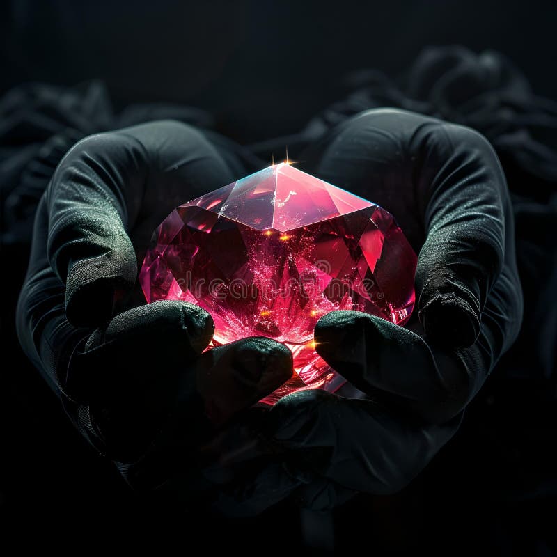 Mysterious Hands Holding a Vibrant Gemstone in the Dark. Precious Ruby ...