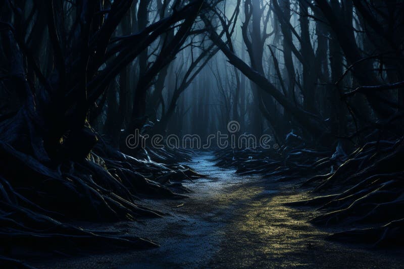 Mysterious Haunted Forest Path a Mysterious Path Stock Illustration ...