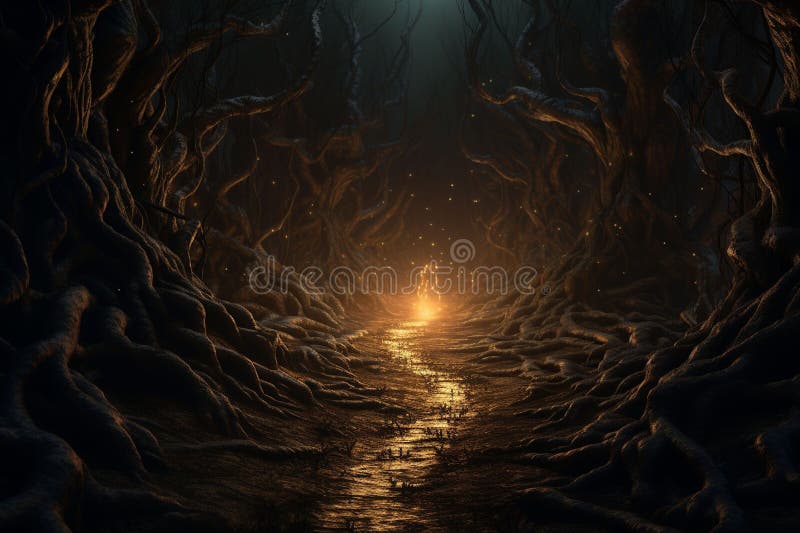 Mysterious Haunted Forest Path a Mysterious Path Stock Illustration ...
