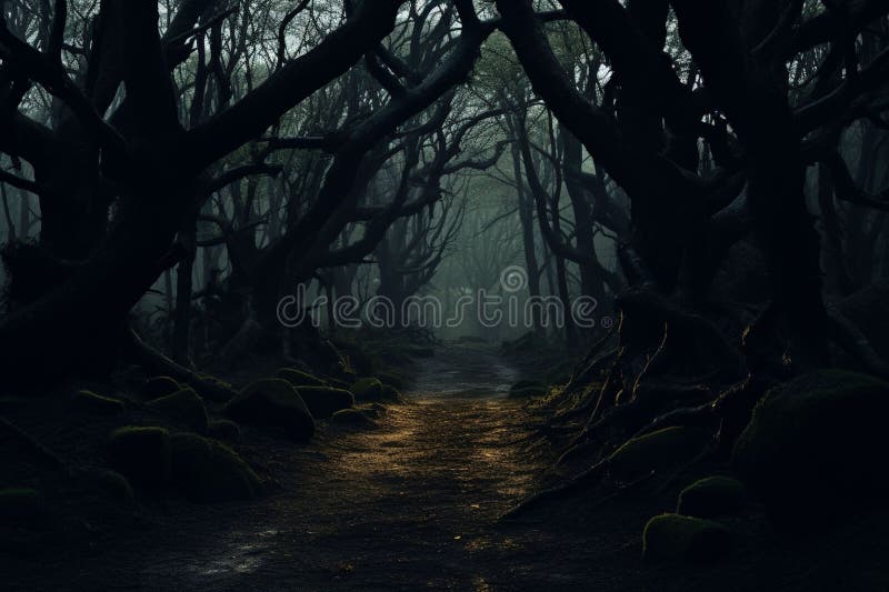 Mysterious Haunted Forest Path a Mysterious Path Stock Illustration ...