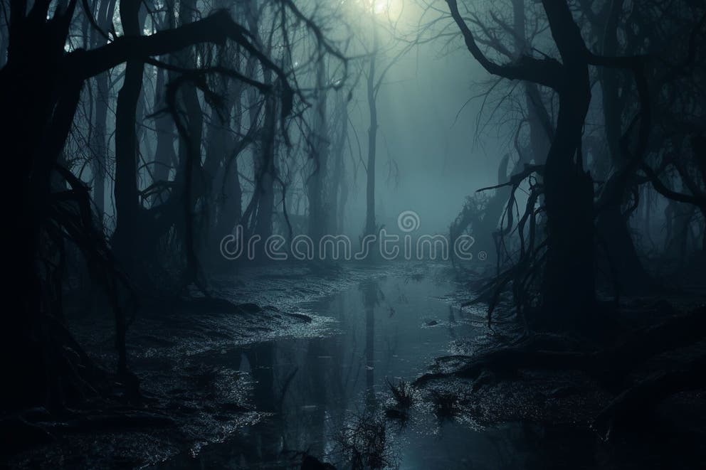 Mysterious Haunted Swamp Shadows Shadows Cast in Stock Photo - Image of ...